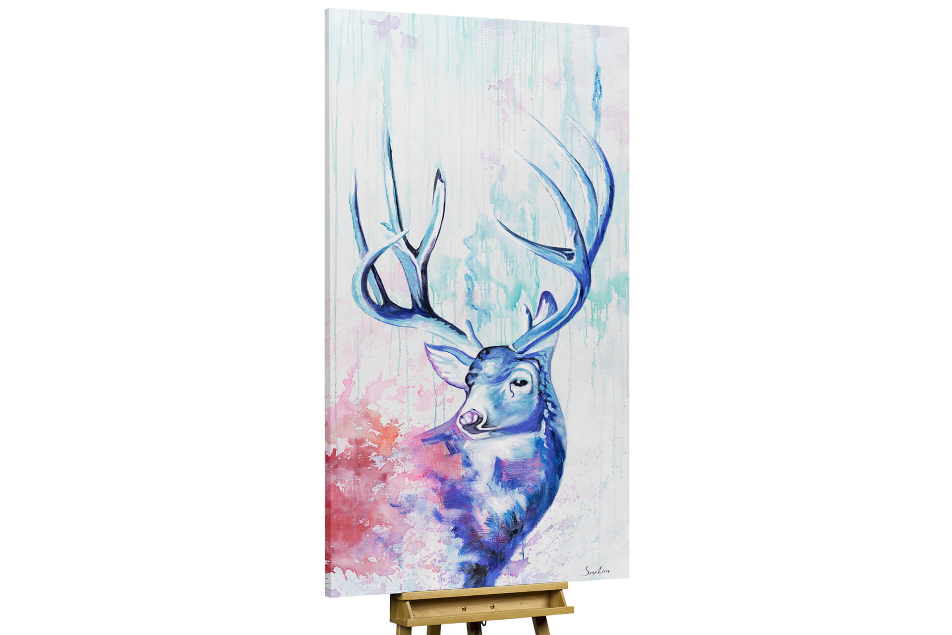 XXL Ölbild Blau Hirsch Natur kaufen | KUNSTLOFT