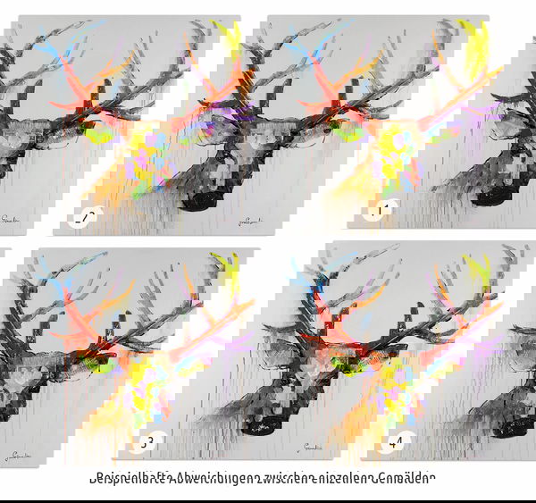 Handgemaltes Acrylbild mit buntem Hirsch | KUNSTLOFT