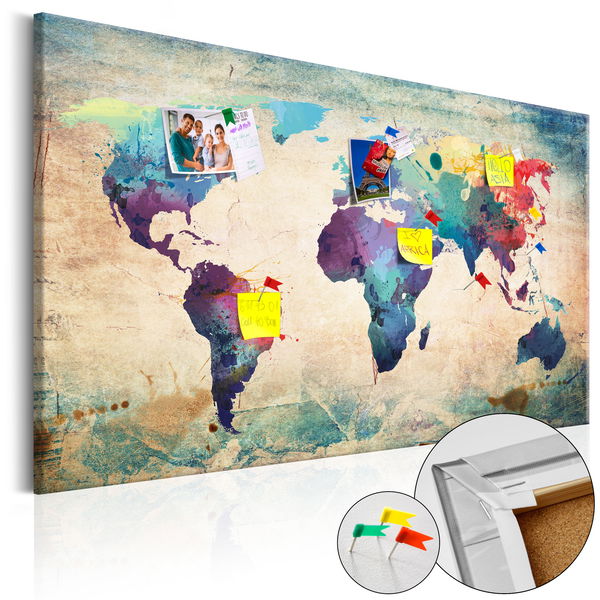 Pinnwand Bild 'Colorful World Map' kaufen | KunstLoft