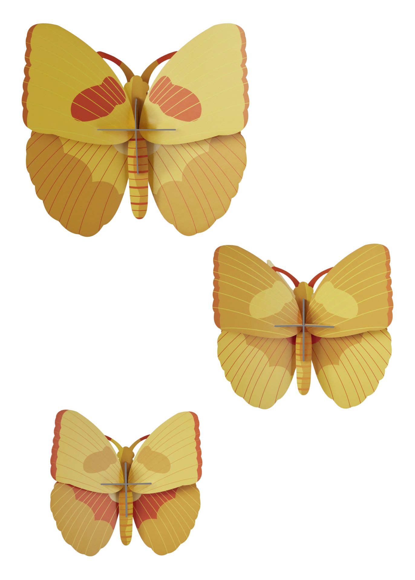 Order wall deco 3d of cardboard 'Golden Glow Trio' | KunstLoft