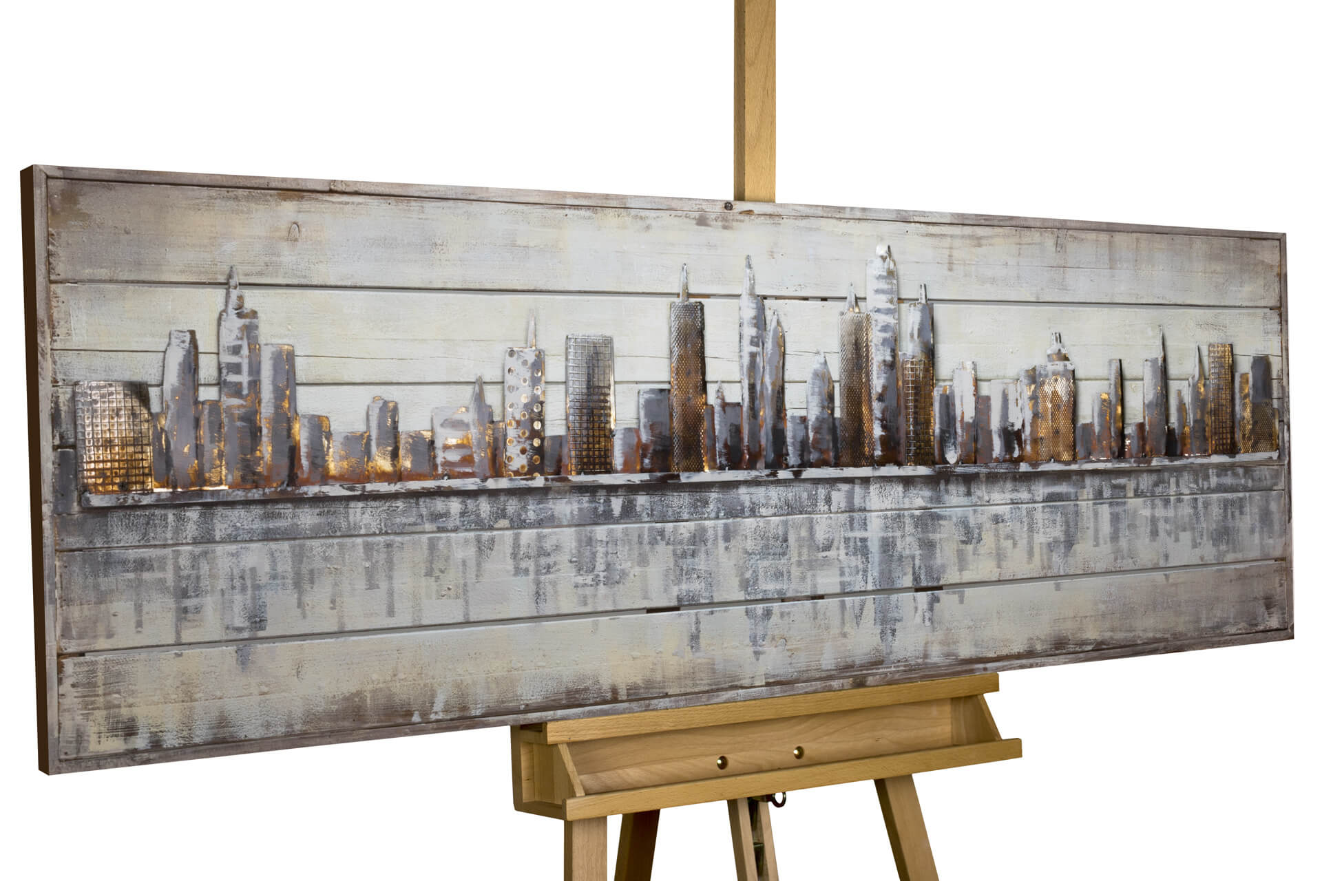 Quadro legno 3D città skyline grattacielo comprare | KUNSTLOFT