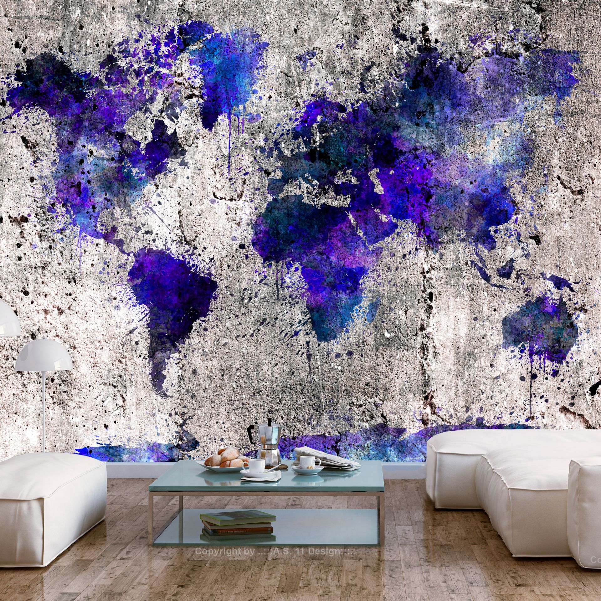Tapete 'World Map: Ink Blots' bestellen | KUNSTLOFT