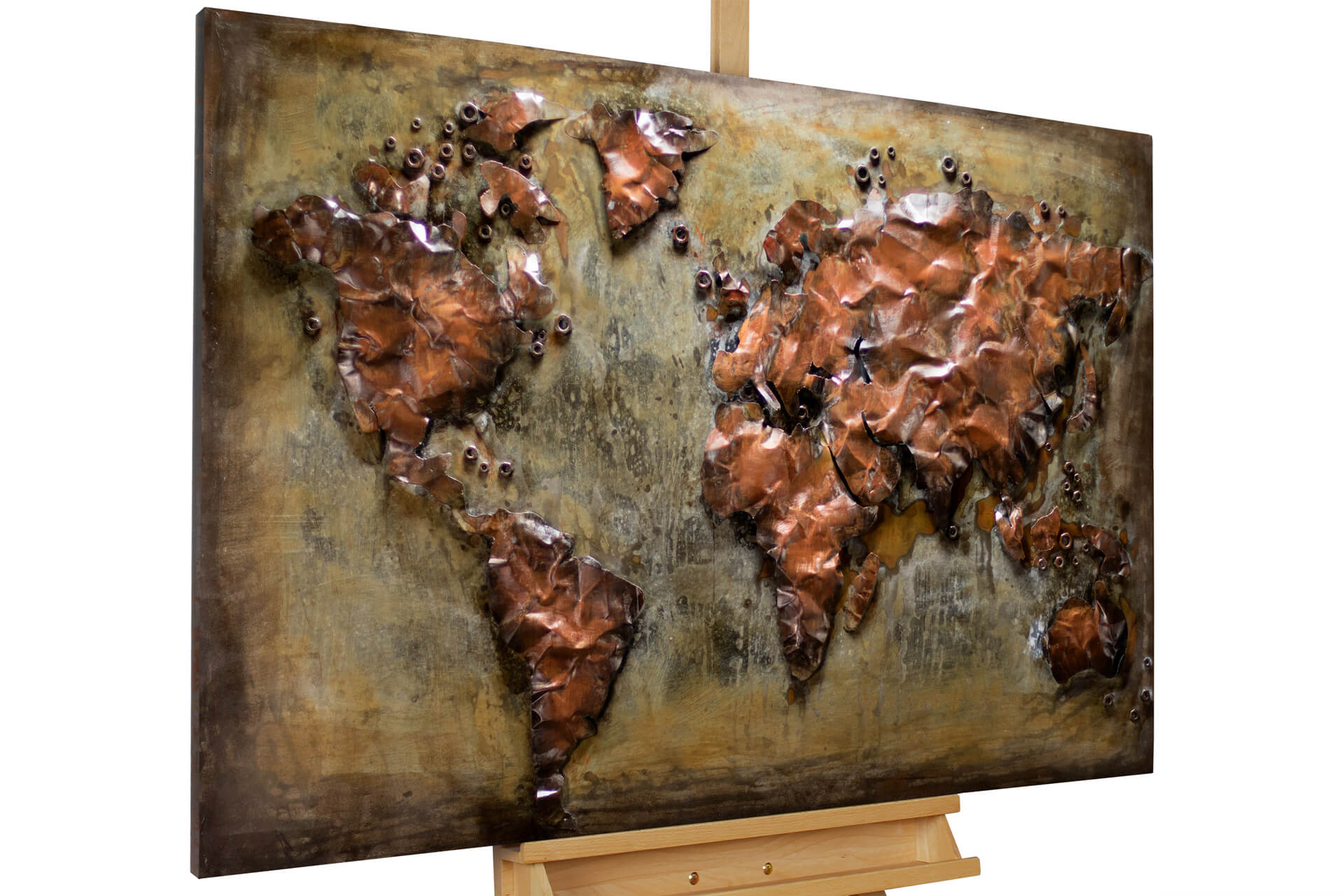 Metal painting world map earth continental | KunstLoft