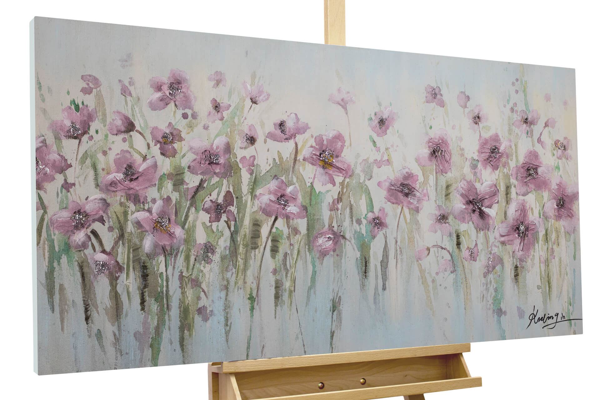 Cuadro acrílico prado de flores naturaleza | KunstLoft