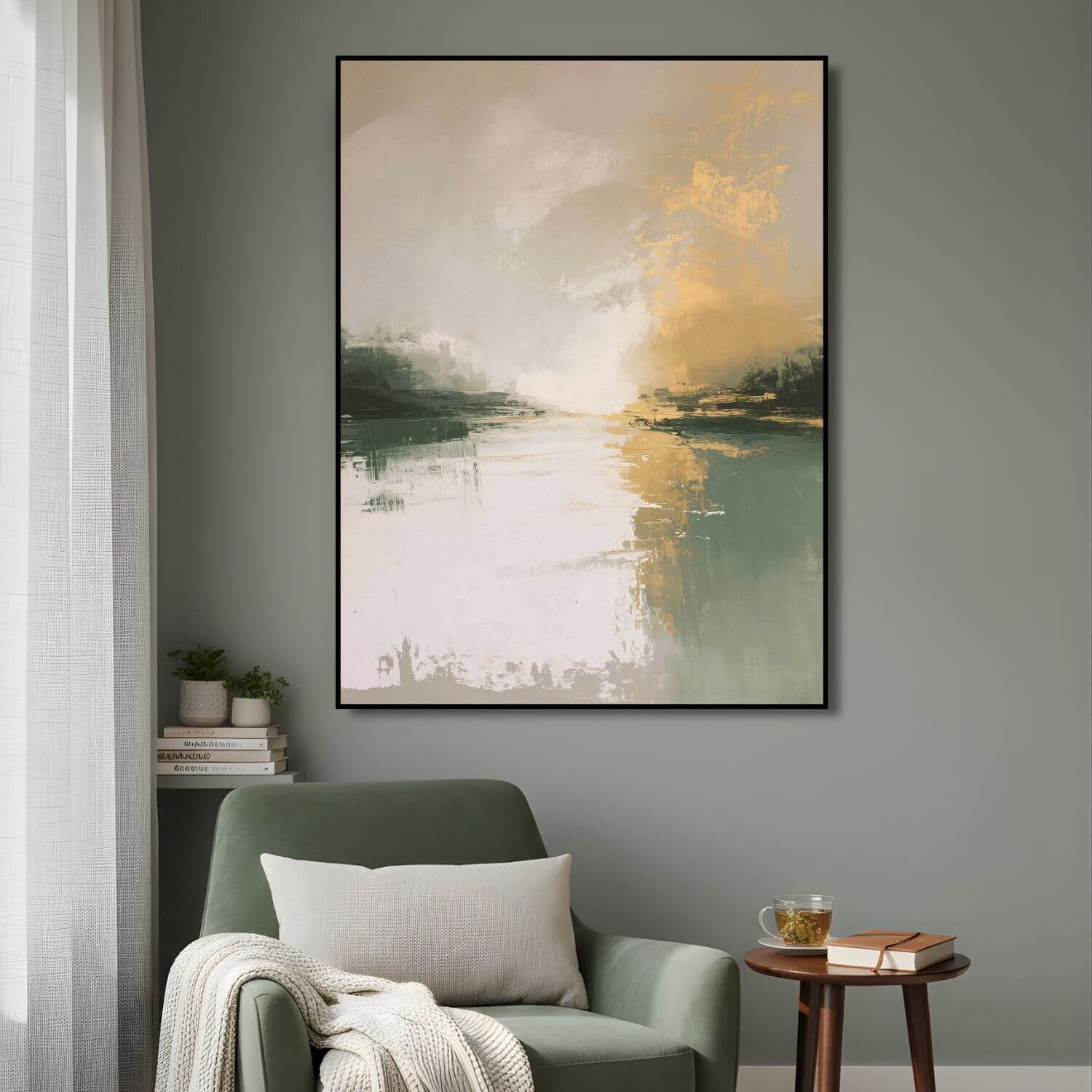 Buy handpainted acrylic painting 'Golden River Haze' | KUNSTLOFT