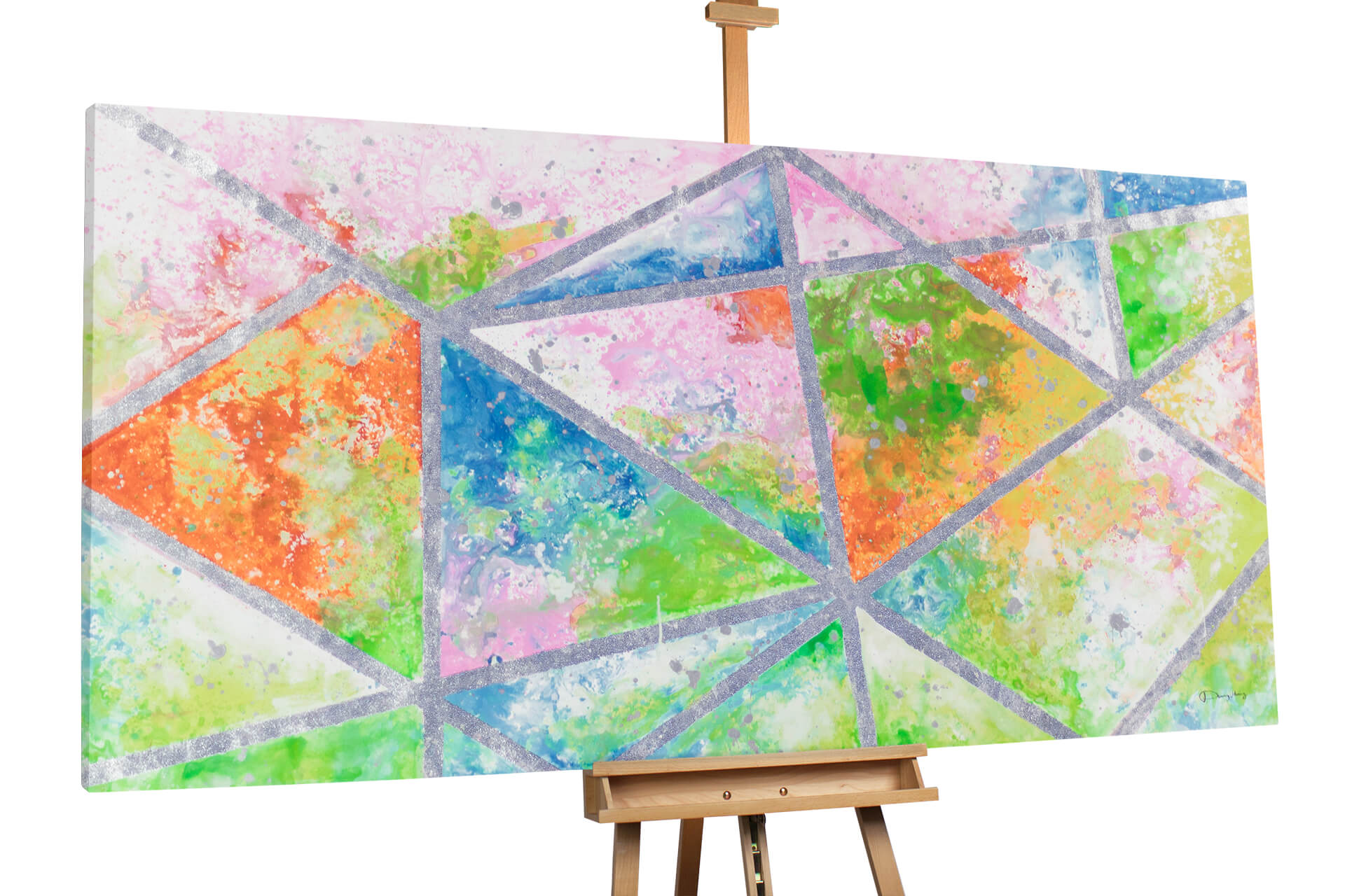 XXL oil painting triangle multicolour | KUNSTLOFT