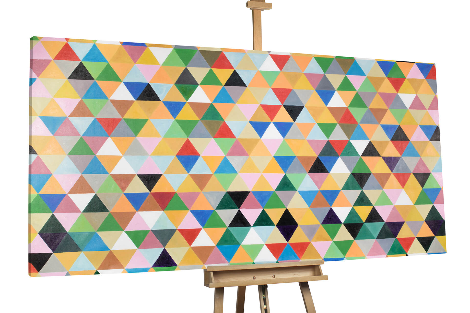 XXL oil painting triangle colourful pattern | KunstLoft