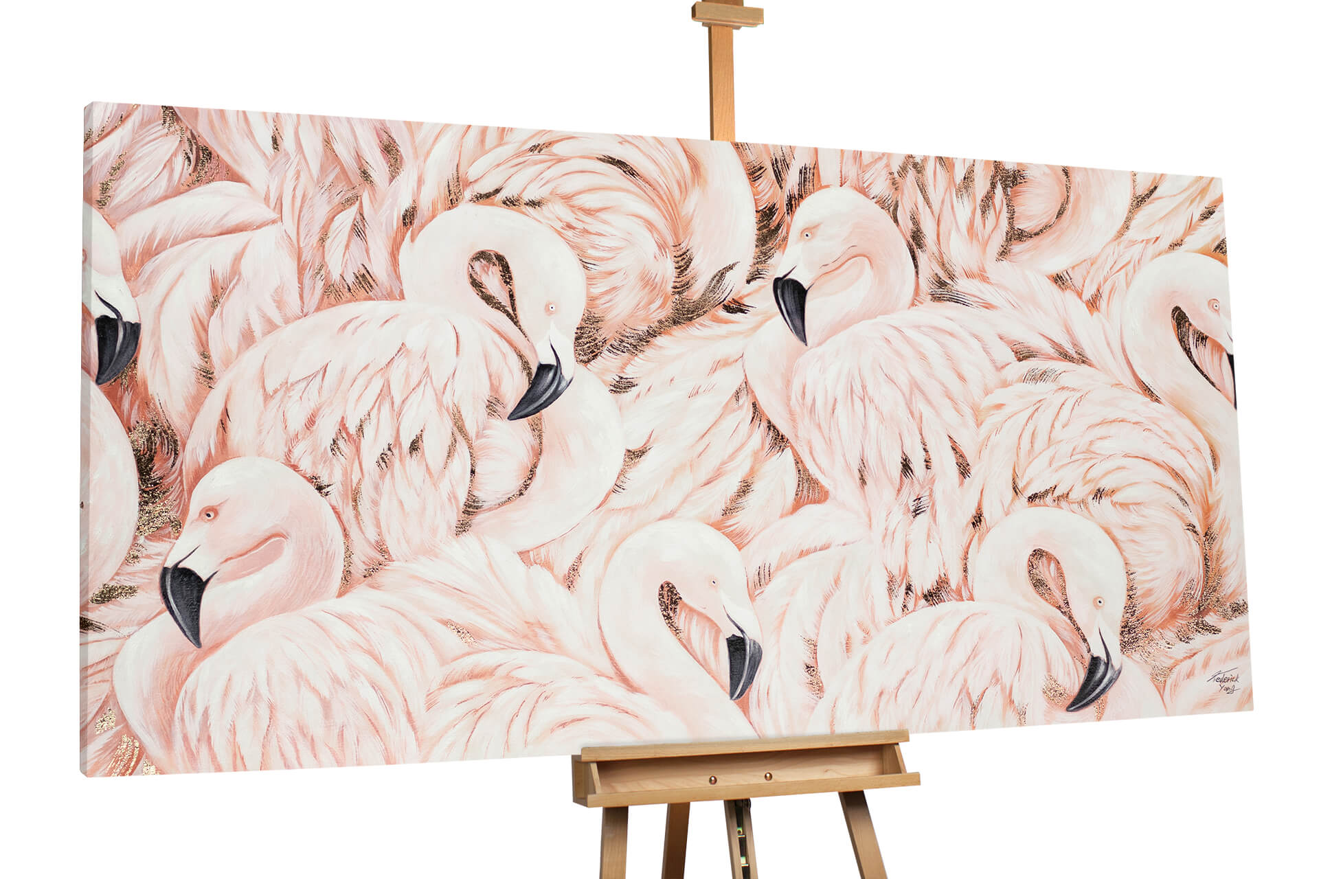 Buy oil painting 'Flamingo Festival' | KunstLoft