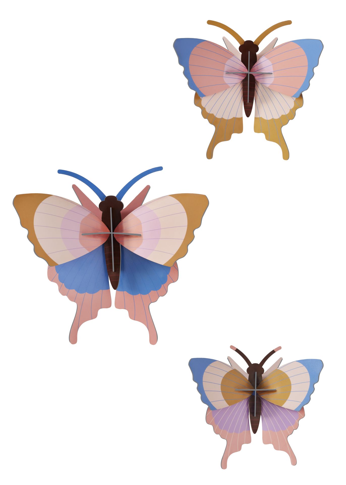 Buy wall deco 3d of cardboard 'Pastel Wing Trio' | KunstLoft