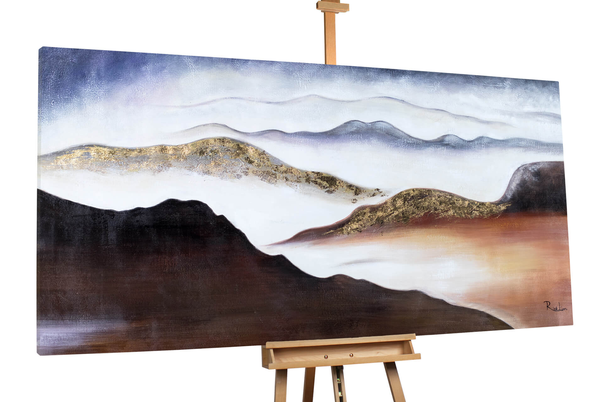 Abstraktes XXL-Ölgemälde Berge Gold kaufen | KUNSTLOFT