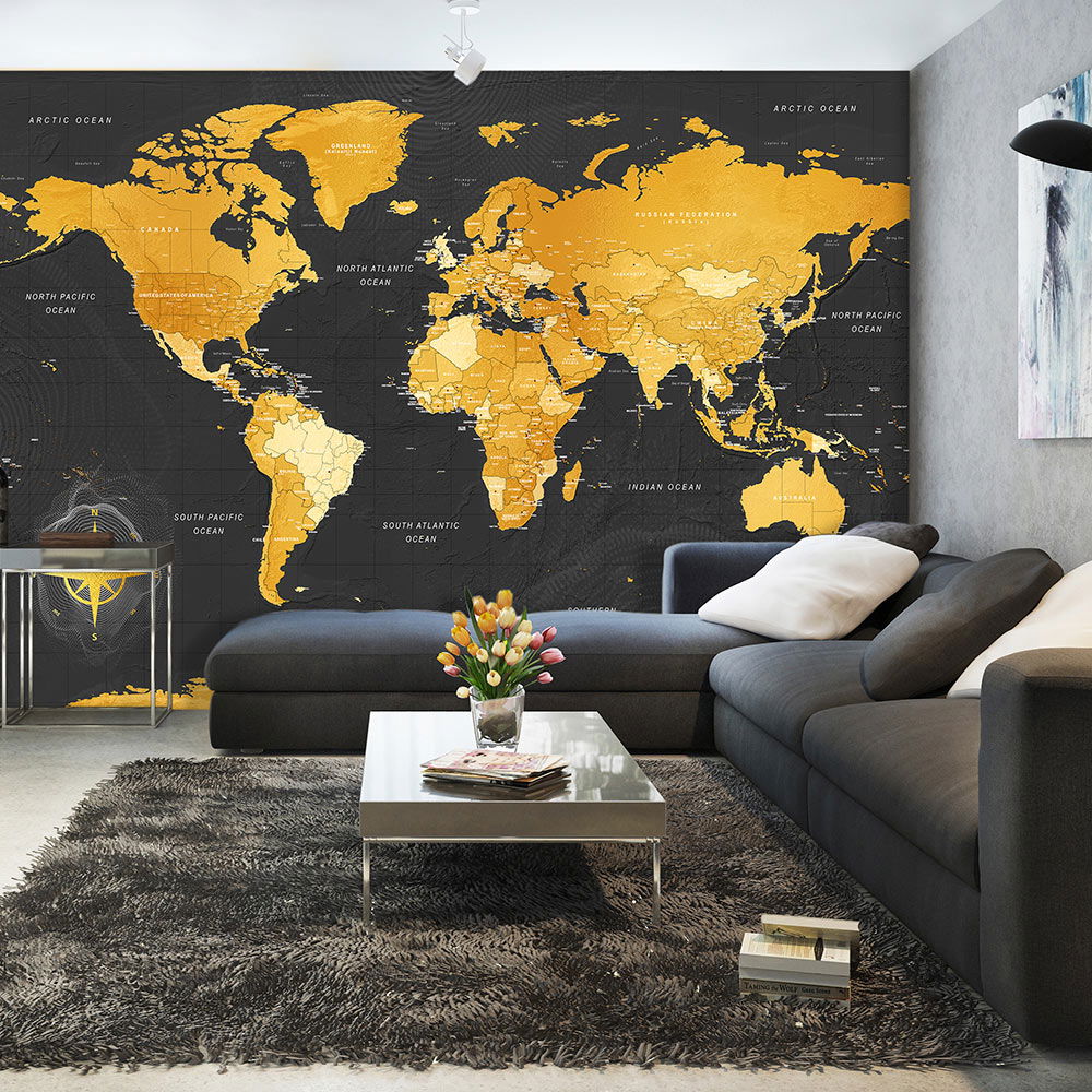 Tapete 'Map: Golden World' kaufen | KUNSTLOFT