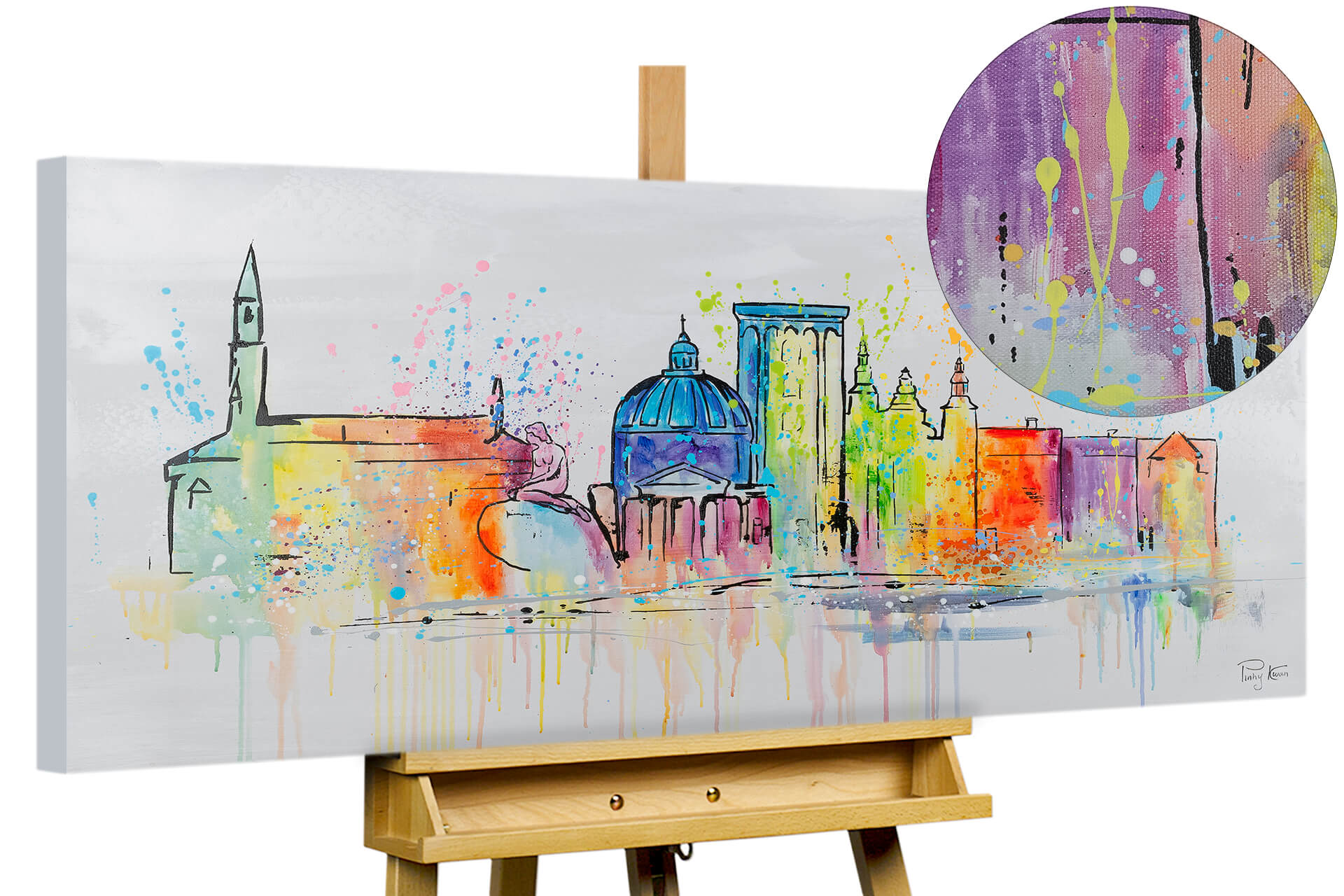 Acryl schilderij 'Copenhagen Skyline Silhouette' kopen | KUNSTLOFT