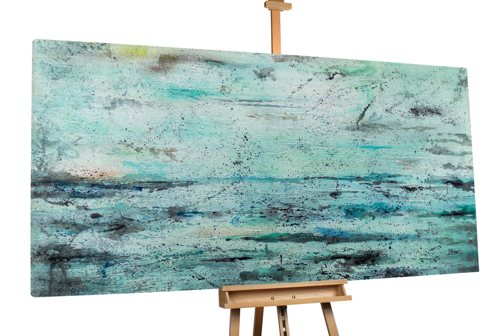 Cuadro pintado al óleo azul turquesa | KunstLoft