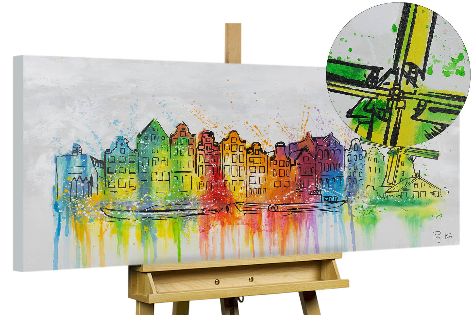 Osta akryylimaalaus 'Amsterdam Skyline Silhouette' | KunstLoft