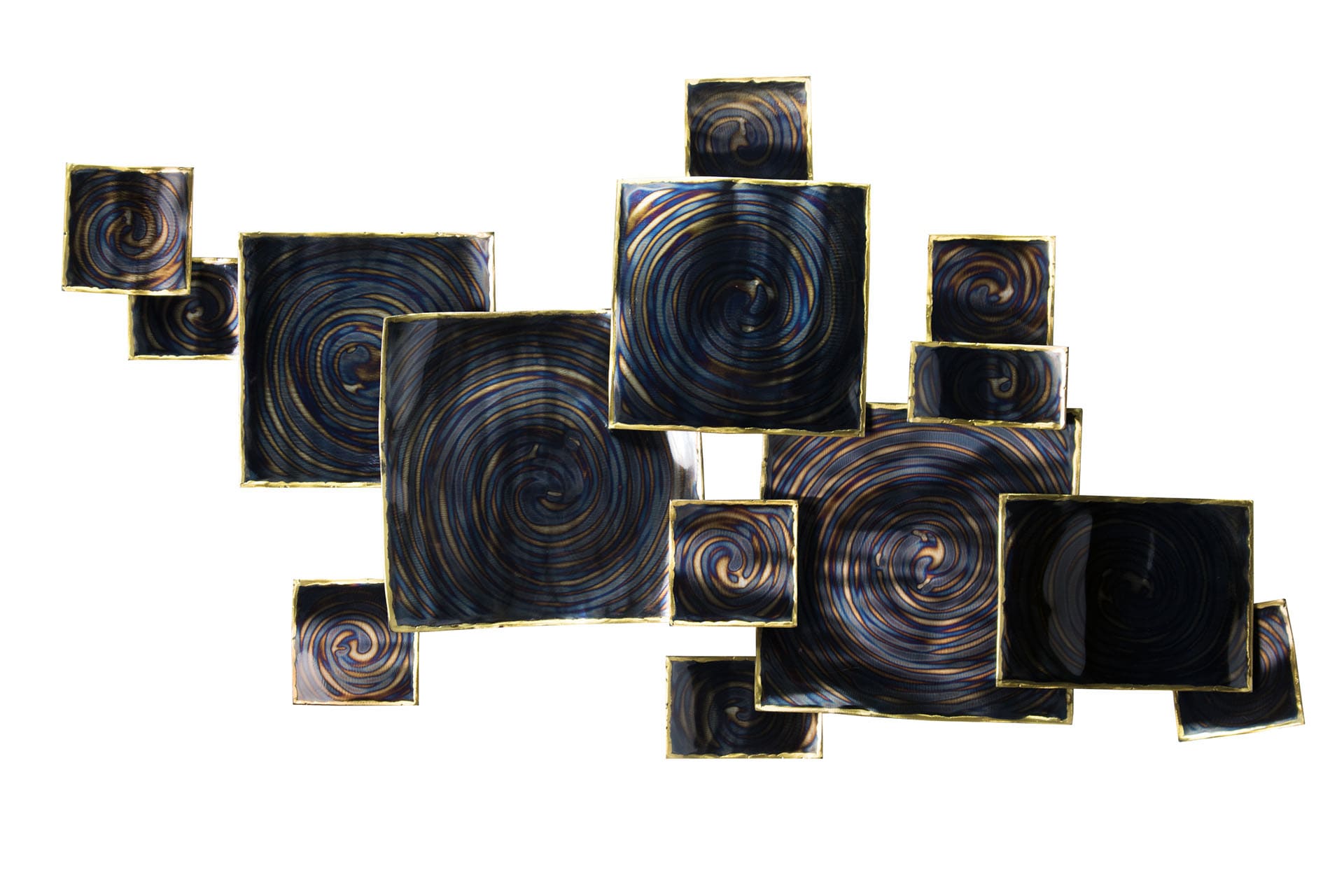 Metal wall art rectangles swirl abstract | KunstLoft