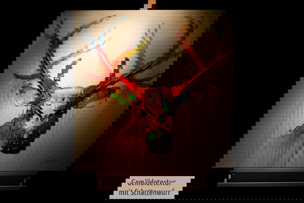 Handgemaltes Acrylbild mit buntem Hirsch | KUNSTLOFT