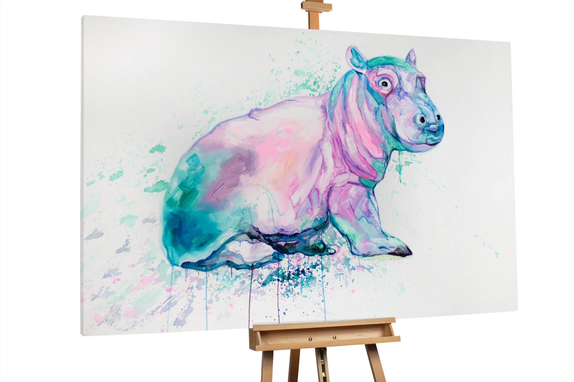 Ölgemälde Nilpferd Tier Lila Weiß kaufen | KUNSTLOFT