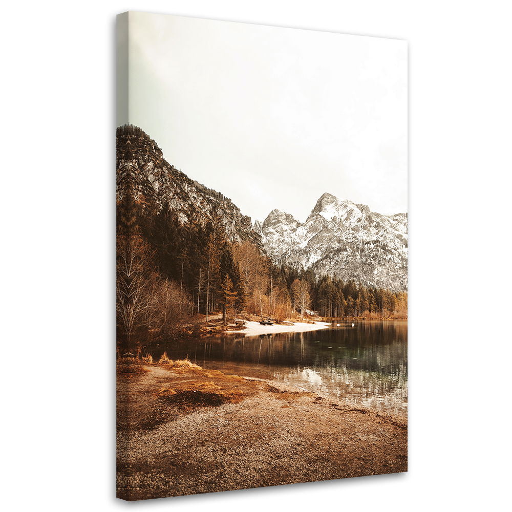 Kunstdruck Leinwandbild 'Snow-Capped Mountains by Serene Lake' | KunstLoft