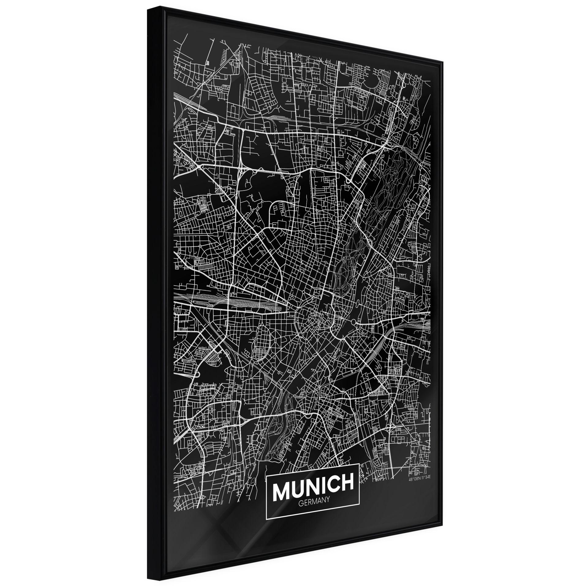 Poster 'City Map: Munich (Dark)' comprare | KunstLoft