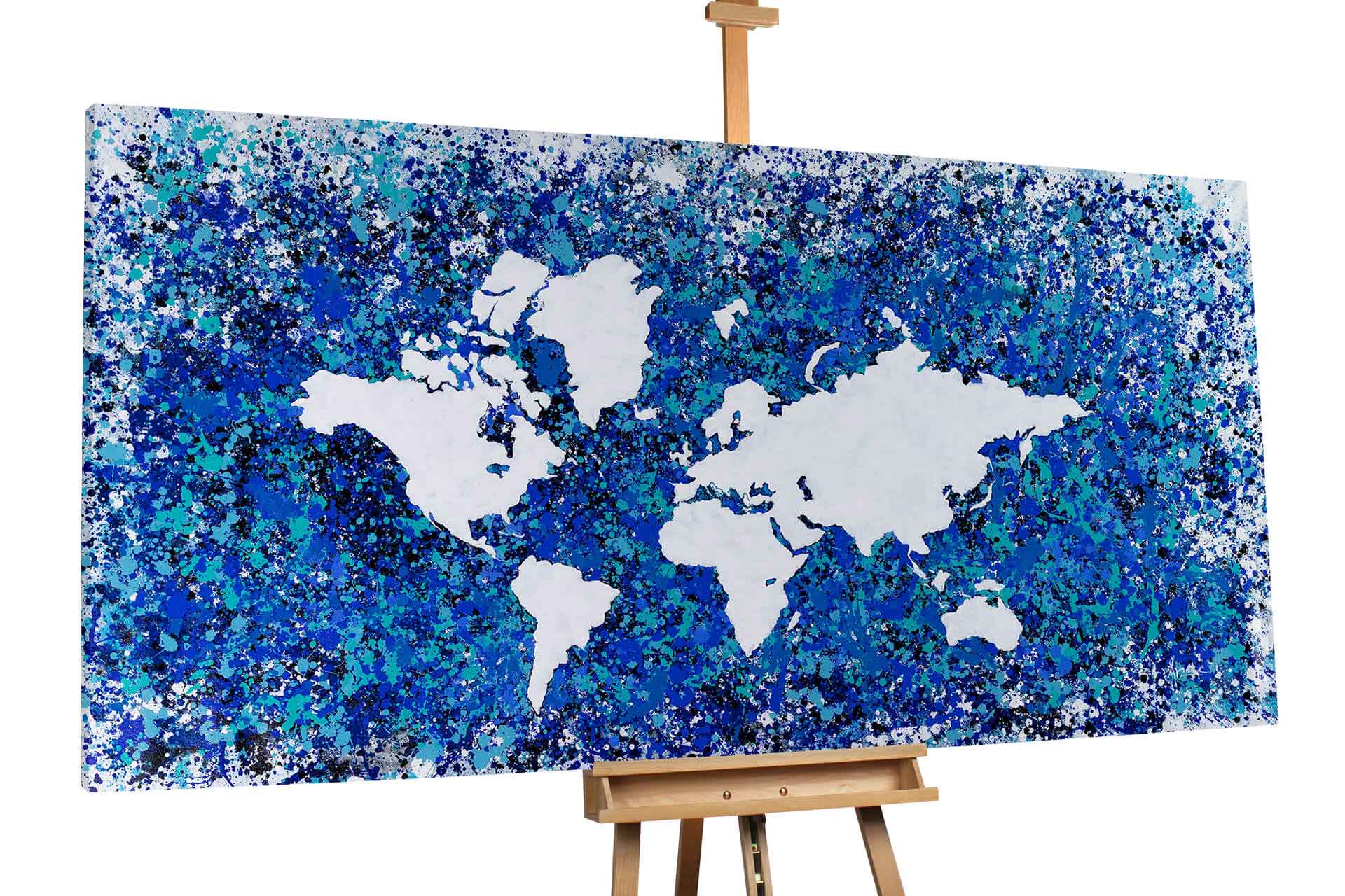 XXL oil painting world map | KUNSTLOFT