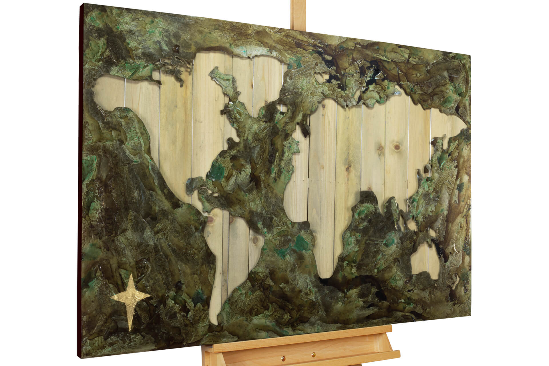 Metal painting world map continents | KunstLoft