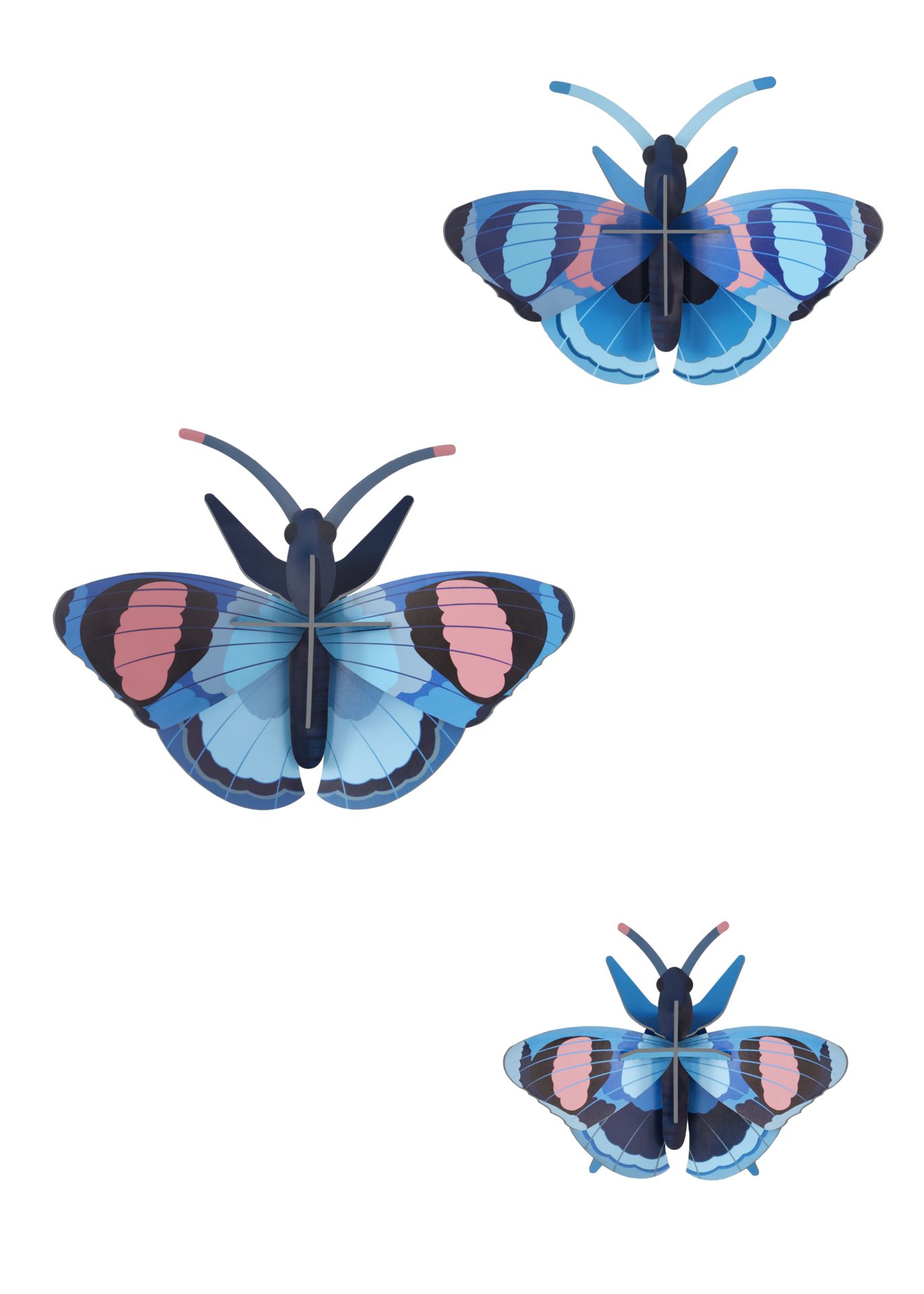 Order wall deco 3d of cardboard 'Blue Flight Trio' | KunstLoft
